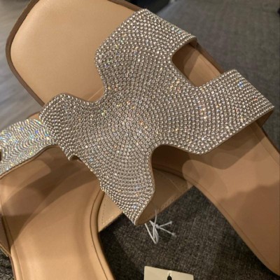 Women's Nina Rhinestone Flat Sandals - A New Day™ Silver 6 : Target