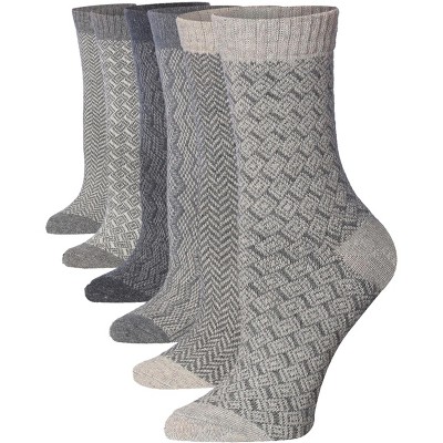 Tipi Toe 6 Pairs Women's Extra Warm Wool-Blend Grey Gradient Blackened ...