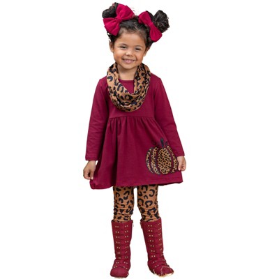 Girls Wild Pumpkin Vibes Tunic, Leggings And Scarf Set - Mia Belle ...