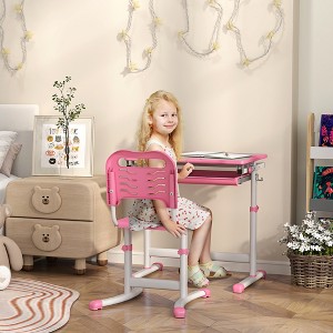Kids Adjustable Desk and Chair Set with 45 Degree Tilting Desktop ...