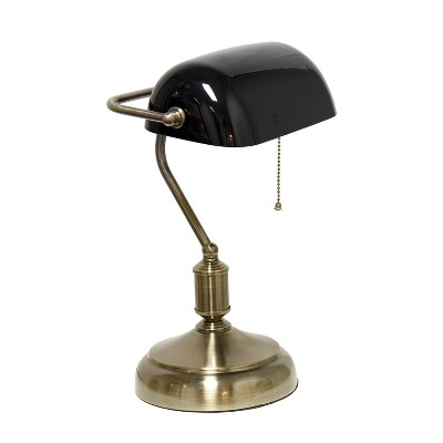 Executive Banker's Desk Lamp With Glass Shade Black - Simple Designs ...