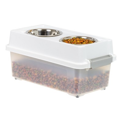 Iris Usa 13lbs 12qt Medium Elevated Dog Food Bowl With Airtight Pet Food Storage Container White Target