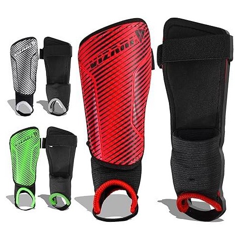 Vizari Matera Soccer Shin Guard With Ankle Protection - Red/black, L ...