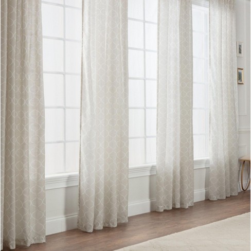 Chanasya 2pk Light Filtering Textured Semi Sheer Print Window Curtain ...