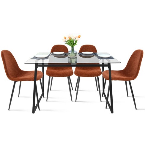 Mona+spoon Rectangular Glass Dining Table Set For 4 With Chairs, 5 ...