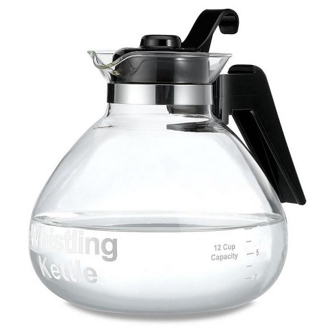 Café Brew Collection Clear Glass Whistling Tea Kettle, To Purely Brew ...