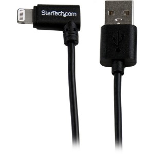 StarTech 6ft Angled Black Apple 8-pin Lightning Connector to USB ...