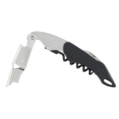 True Sommelier Waiter’s Corkscrew, Black Stainless Steel Spring Loaded ...