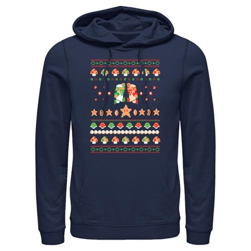 Men's Nintendo Ugly Christmas Sweater Print Brothers Pull Over Hoodie ...
