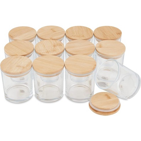 Pavelle 10 Oz. Clear Glass Candle Jars W/bamboo Lids For Candle Making ...