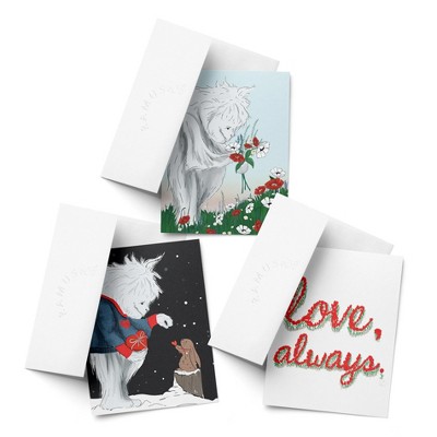 Love/valentine's Assorted Greeting Card Pack (3ct) "yeti Flowers, Yeti ...