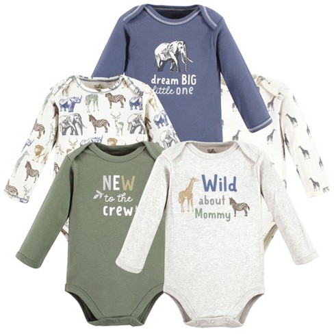Touched By Nature Infant Boy Organic Cotton Long-sleeve Bodysuits, Boy ...