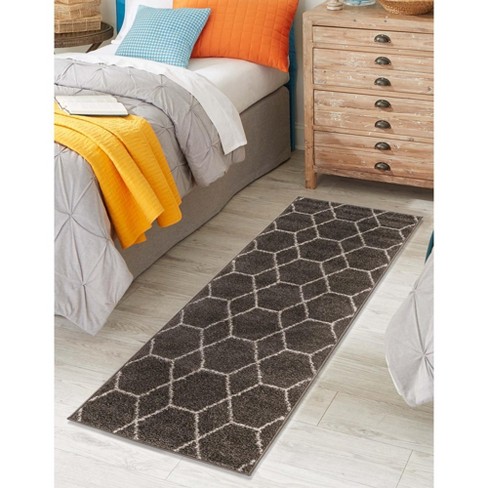 Unique Loom 2' 0 X 13' 0 Trellis Frieze Geometric Dark Gray Area Rug ...