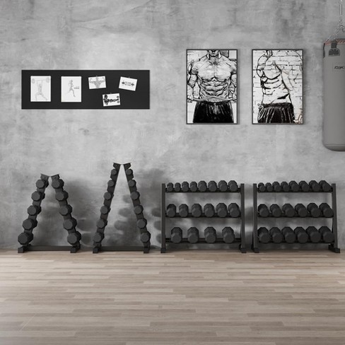 Rubber Coated Hex Dumbbell, Weight Set With Rack, For Home Gym, Coated ...