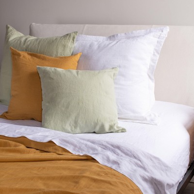 100% French Linen Sham - 20" X 20" - Matcha | Bokser Home : Target