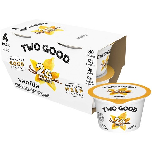 Two Good Low Fat Lower Sugar Vanilla Greek Yogurt - 4ct/5.3oz Cups : Target