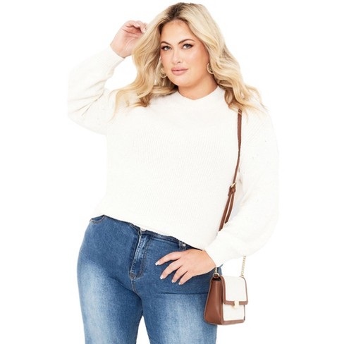 Avenue Women's Plus Size Paige Sweater - 18/20, Ivory : Target