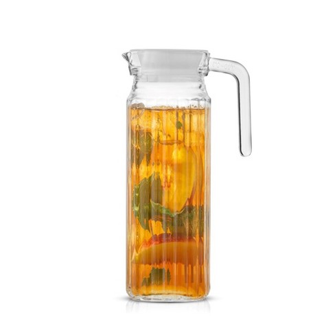 Joyjolt Beverage Serveware Glass Pitcher With Handle & 2 Lids - 40 Oz ...