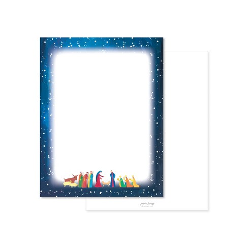 Paper Frenzy Abstract Nativity Religious Christmas Holiday Letterhead ...