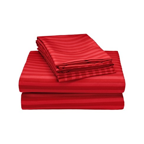 1800 Series Embossed Striped Wrinkle Resistant Sheet 4pc Set Queen ...