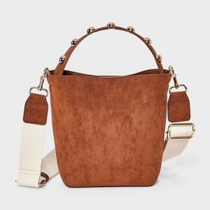 Studded Handle Mini Bucket Crossbody Handbag - Universal Thread™ Brown ...