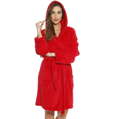 Just Love Womens Plush Solid Robe | Ladies Hooded Bathrobe 6341-red-3x ...