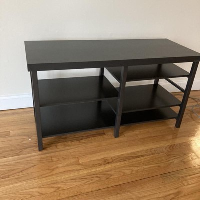 Adjustable Storage Tv Stand For Tvs Up To 50" Black Wood Grain Finish ...