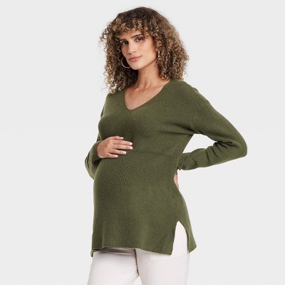 Essential Maternity V-neck Sweater - Isabel Maternity By Ingrid & Isabel™ Green M : Target