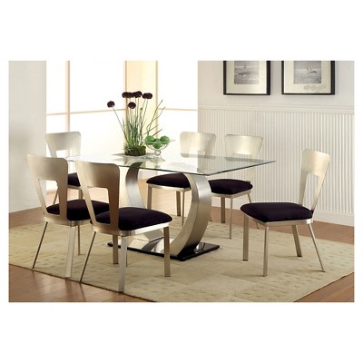 Langton glass Top Dining Table Silver/black - Homes: Inside + Out : Target