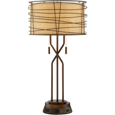 Franklin Iron Works Industrial Table Lamp With Usb And Ac Power Outlet ...