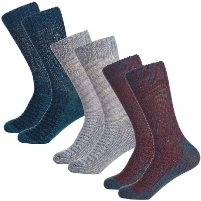 Womens Warm Wool Knitted Socks 3 Pack - Rustic Stripe. Size:rustic ...