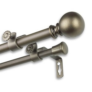 HomeStock Luna 5/8 Inch Extendable Double Curtain Rod with Brackets and ...