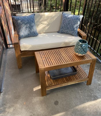 Grenada 2pc Acacia Wood Patio Chat Set - Teak/beige - Christopher ...