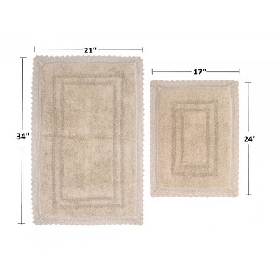 Set Of 2 Opulent Collection Linen Cotton Reversible Tufted Bath Rug Set ...
