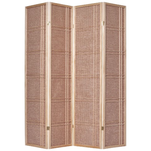 4 Panels Privacy Room Divider Rattan Cane Webbing Insert Natural/beige ...