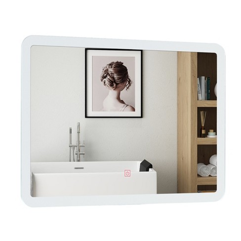 Costway Wall Mounted Rectangle Bathroom Led Mirror Dimmable Touch 3 ...