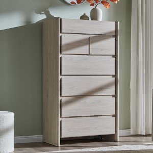 7 Drawers Dresser with Rounded Corner, Modern Wood Tall Chests of ...