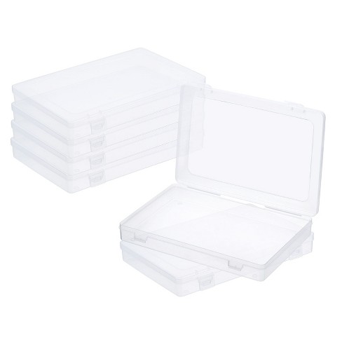 Unique Bargains Clear Plastic Stackable Storage Box With Hinged Lid 6 ...