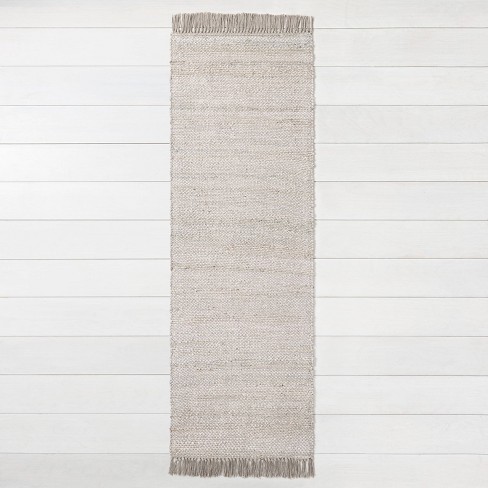 2'4"x7' Bleached Jute Fringe Runner Gray - Hearth & Hand™ With Magnolia ...