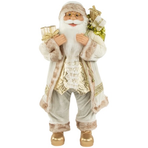 Northlight 24" White And Ivory Santa Claus With Gift Bag Christmas ...