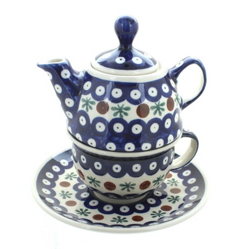 Blue Rose Polish Pottery Nature Individual Teapot & Cup : Target