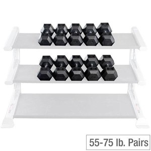 Body Solid Premium Rubber Coated Hex Dumbbell Set for Strength Training ...