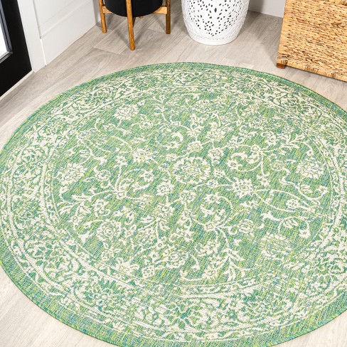 5' Round Tela Bohemian Inspired Textured Weave Floral Indoor/outdoor ...