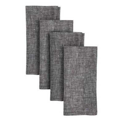Solino Home Linen Dinner Napkins Chambray Black Set of 4, 20 x 20 ...