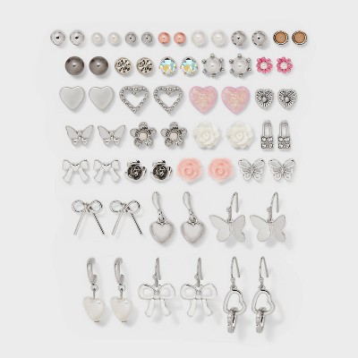 Butterfly Flower Heart Mixed Hoop And Stud Earring Set 30pc - Wild ...