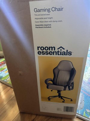 Swivel Gaming Chair Gray Room Essentials Upholstered Computer Desk Chair Adjustable Fixed Arms Target