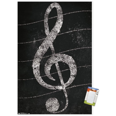 Trends International Treble Clef - Chalk Unframed Wall Poster Prints ...