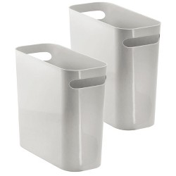 Mdesign Slim Plastic Trash Can Garbage Wastebasket, 12" High - 2 Pack ...