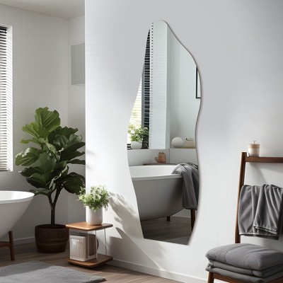 Dovelina Modern Frameless Irregular Full Body Mirror Wall Mounted ...