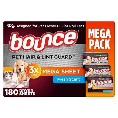 Bounce Pet Hair And Lint Guard Mega Dryer Sheets - Fresh - 180ct : Target